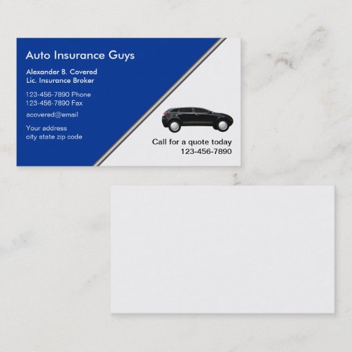 Auto Insurance Business Cards | Zazzle