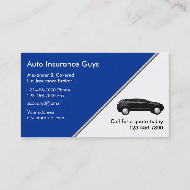 Auto Insurance Business Cards | Zazzle