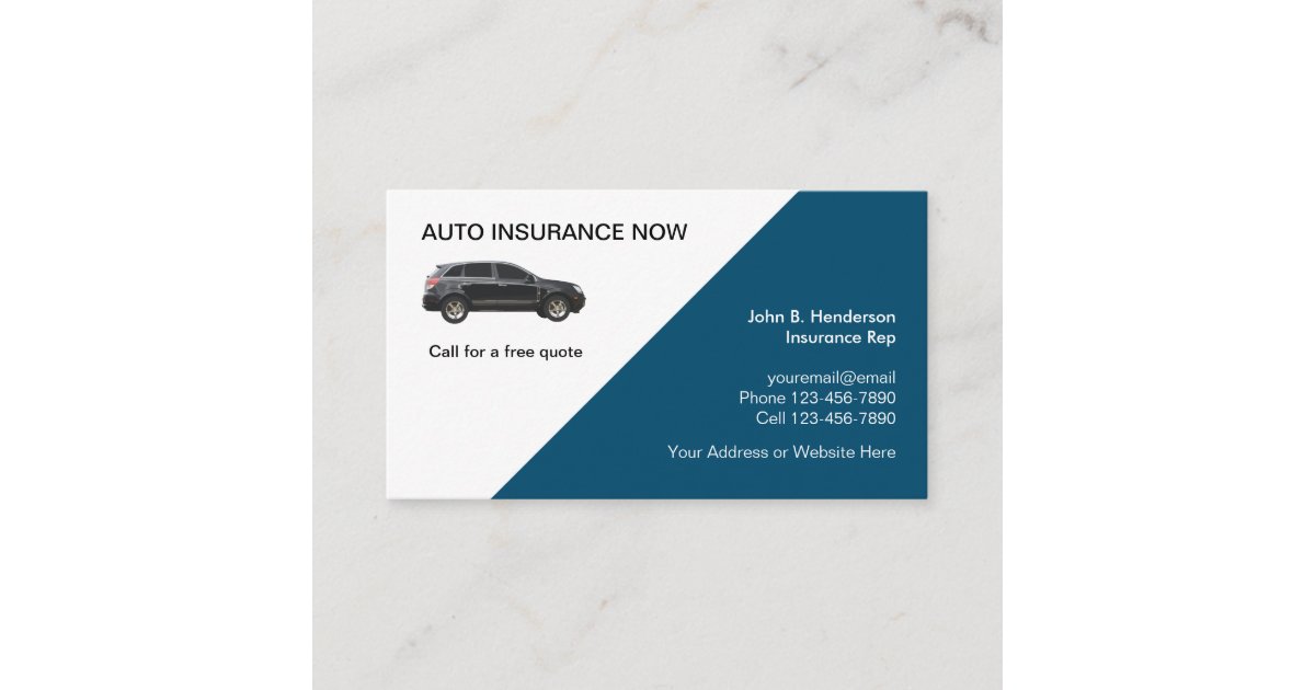 Auto Insurance Modern Business Card Design | Zazzle