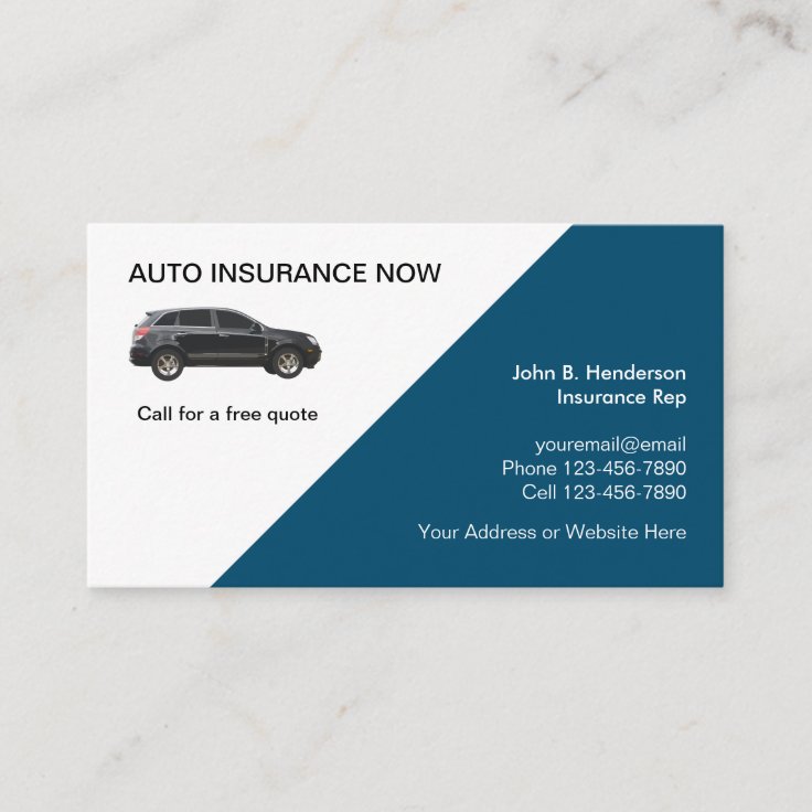 Auto Insurance Modern Business Card Design | Zazzle