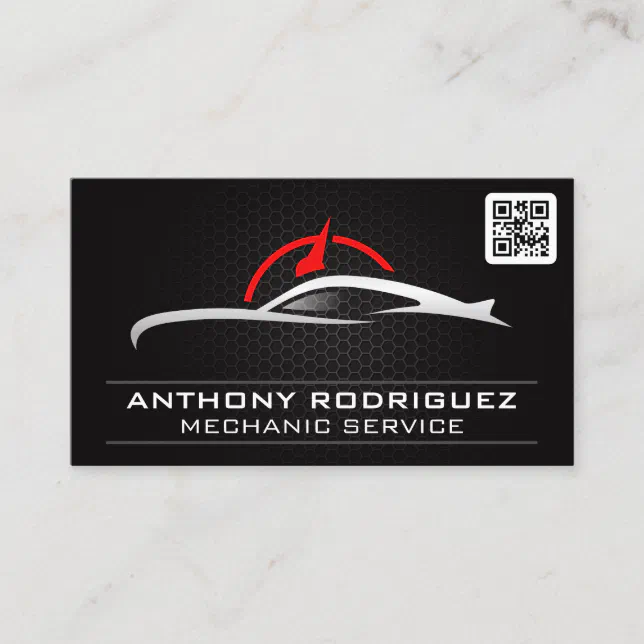 Auto Logo | Sports Car | Speedometer | QR Code Business Card | Zazzle