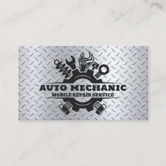 Auto Mechanic Automotive Repair Service Metal Business Card | Zazzle