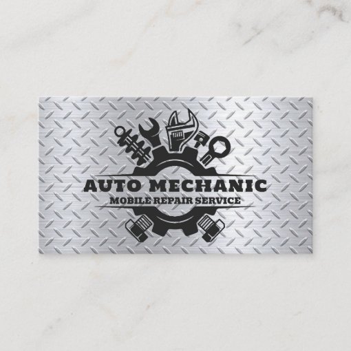 Auto Mechanic Automotive Repair Service Metal Business Card | Zazzle