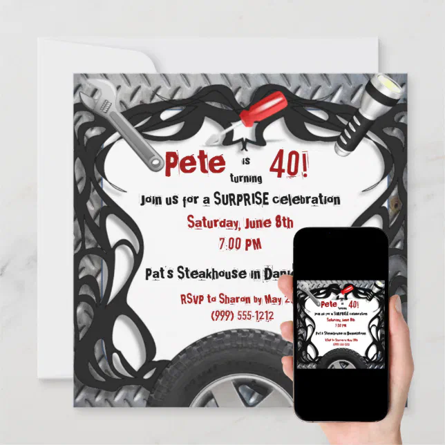 Auto Mechanic Custom Birthday Invitations | Zazzle