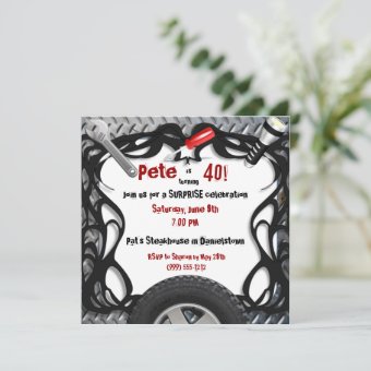 Auto Mechanic Custom Birthday Invitations | Zazzle