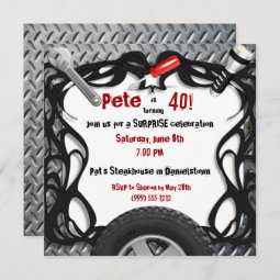 Auto Mechanic Custom Birthday Invitations | Zazzle