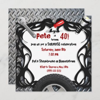 Auto Mechanic Custom Birthday Invitations | Zazzle