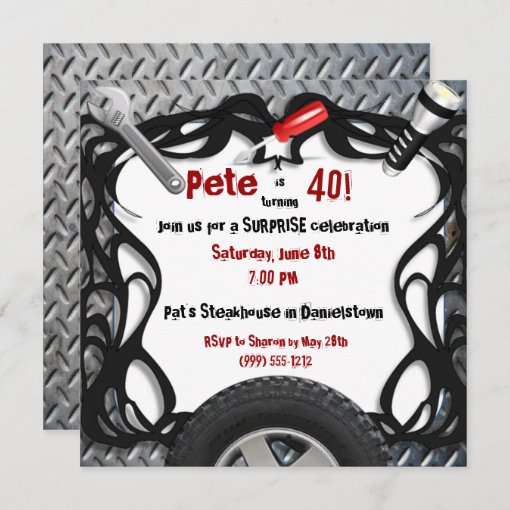 Auto Mechanic Custom Birthday Invitations | Zazzle