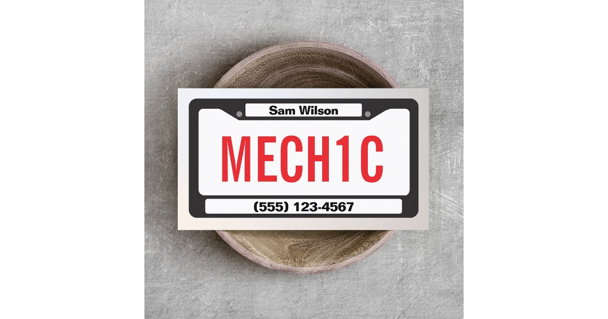 Auto Mechanic License Plate Business Card | Zazzle
