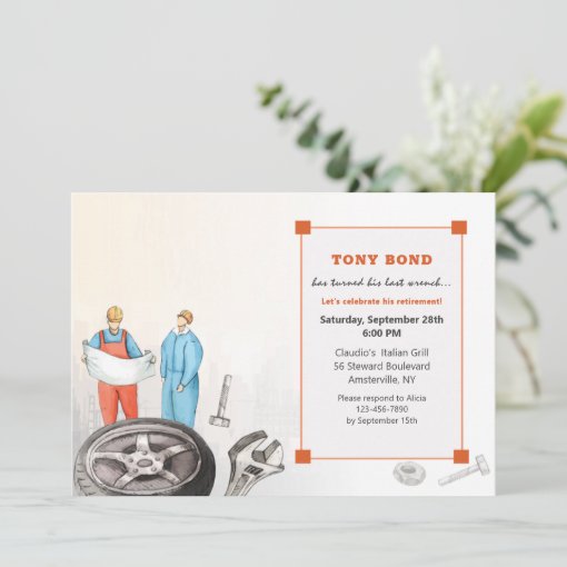 Auto Mechanic Retirement Party Invitation | Zazzle