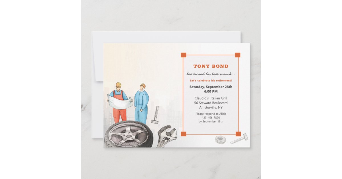 Auto Mechanic Retirement Party Invitation | Zazzle