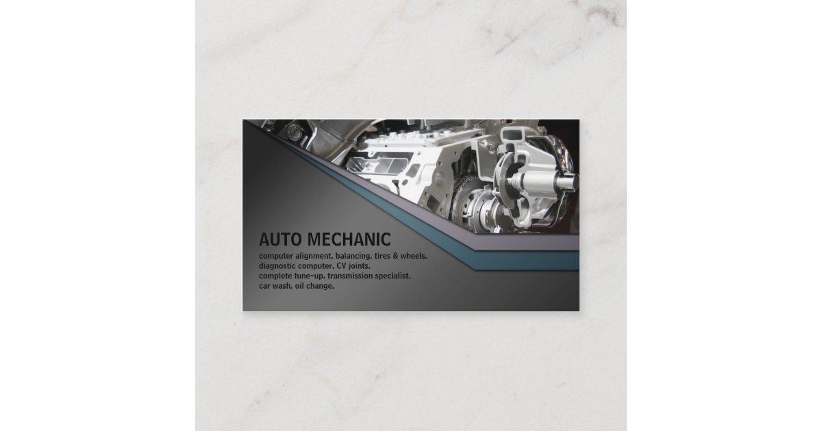 Auto Mechanic Service Metal Business Card | Zazzle