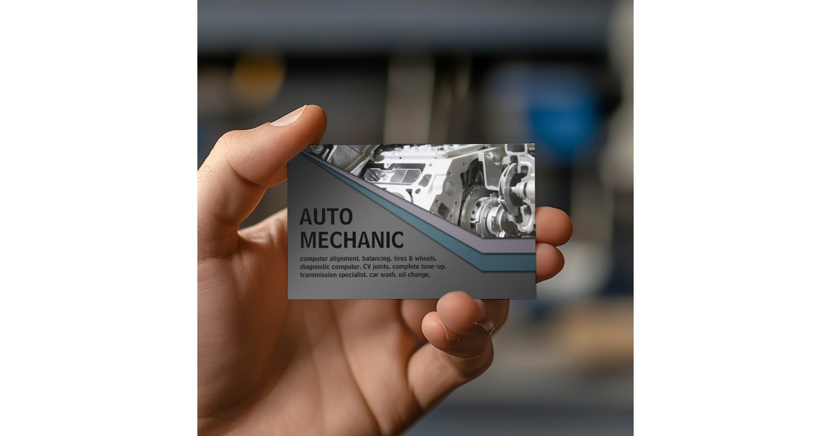 Auto Mechanic Service Metal Business Card | Zazzle