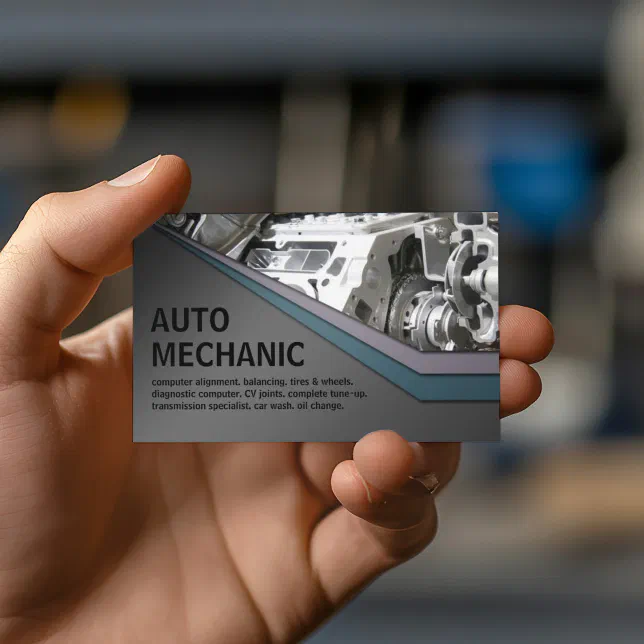 Auto Mechanic Service Metal Business Card | Zazzle