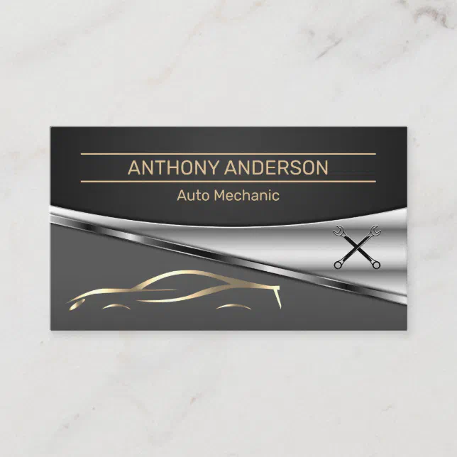 Auto Modern Gold Logo | Car Services Business Card | Zazzle