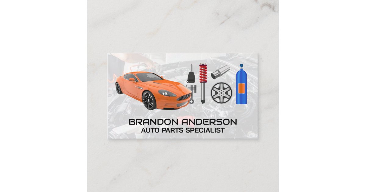 Auto Parts | Sports Cars | Mechanic Business Card | Zazzle