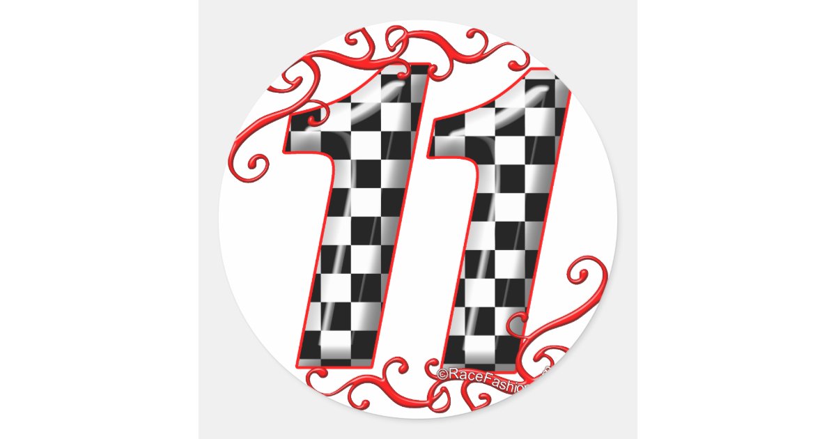 auto racing number 11 classic round sticker | Zazzle