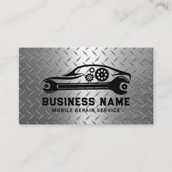 Auto Repair Automotive Mobile Mechanic Metal Business Card | Zazzle