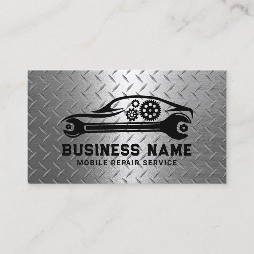 Auto Repair Automotive Mobile Mechanic Metal Business Card | Zazzle