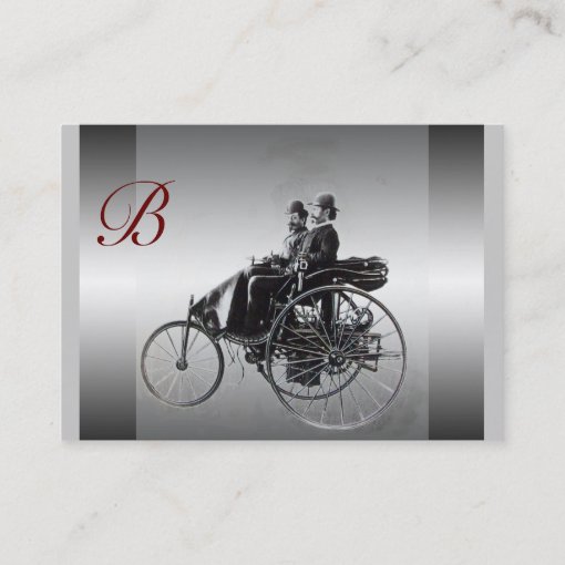 AUTO REPAIR- AUTOMOTIVE MONOGRAM ,CHROME METAL red Business Card | Zazzle