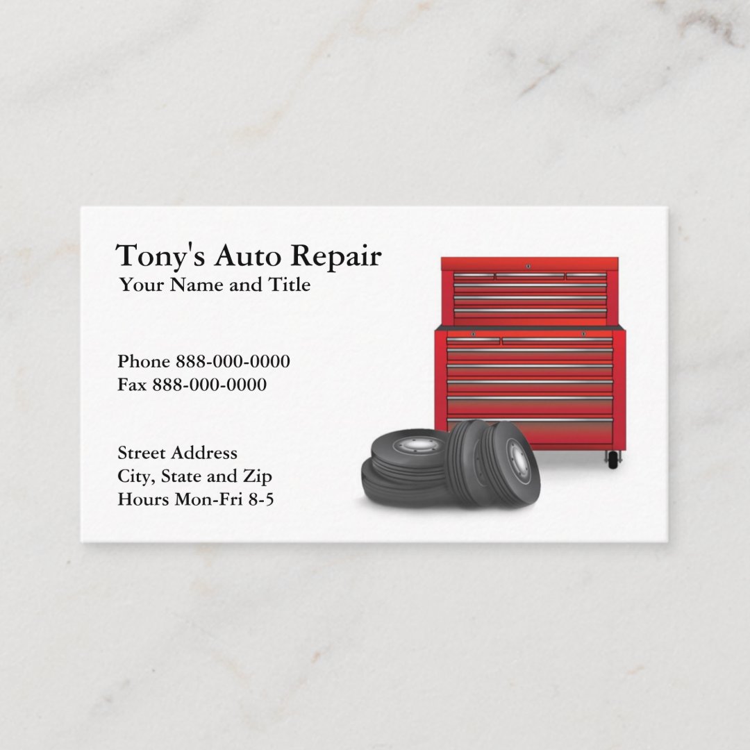 Auto Repair Business Card | Zazzle