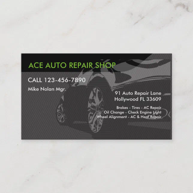 Auto Repair Services Business Card | Zazzle
