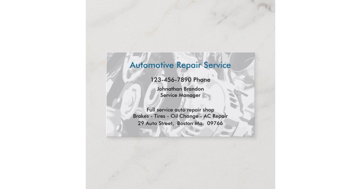 Auto Repair Shop Business Card | Zazzle.com