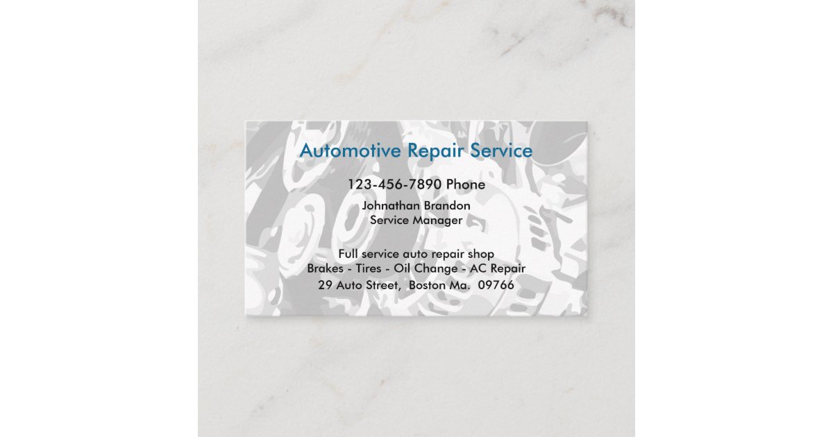 Auto Repair Shop Business Card | Zazzle