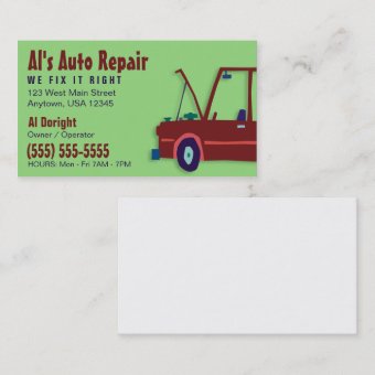 Auto Repair Shop Business Card | Zazzle