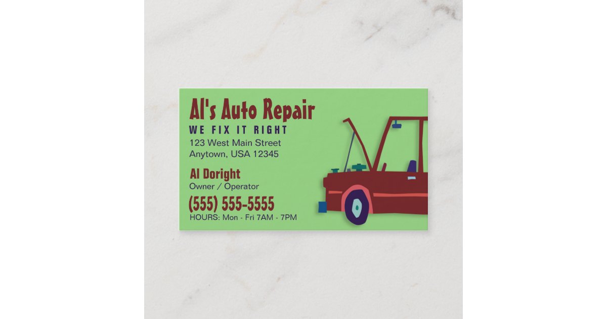 Auto Repair Shop Business Card | Zazzle