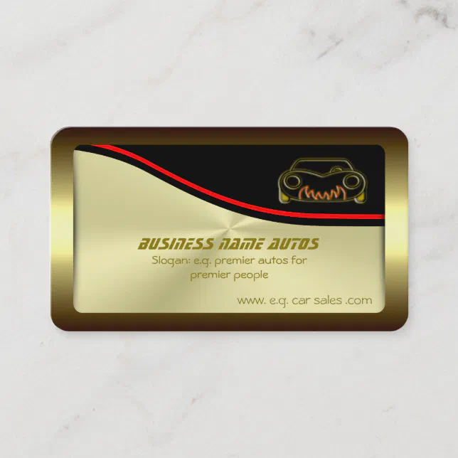 Auto sales - Classic Sportscar Logo on gold-effect Business Card | Zazzle