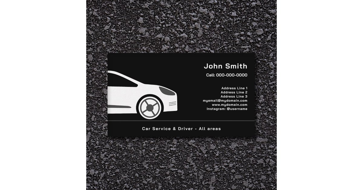 Auto Sales or Car Driver Black Business Card | Zazzle