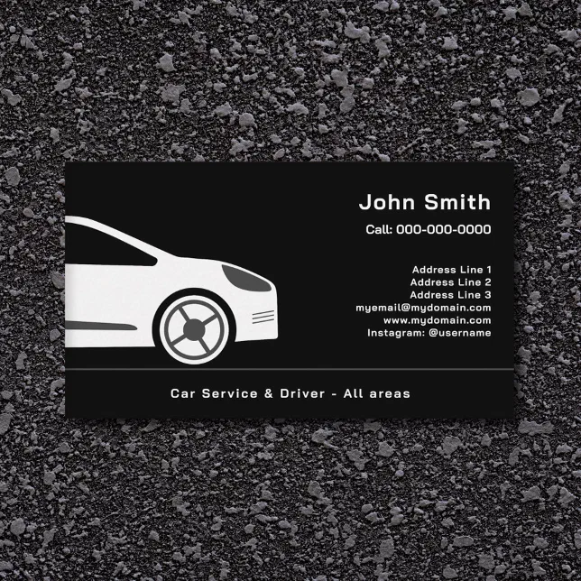 Auto Sales or Car Driver Black Business Card | Zazzle