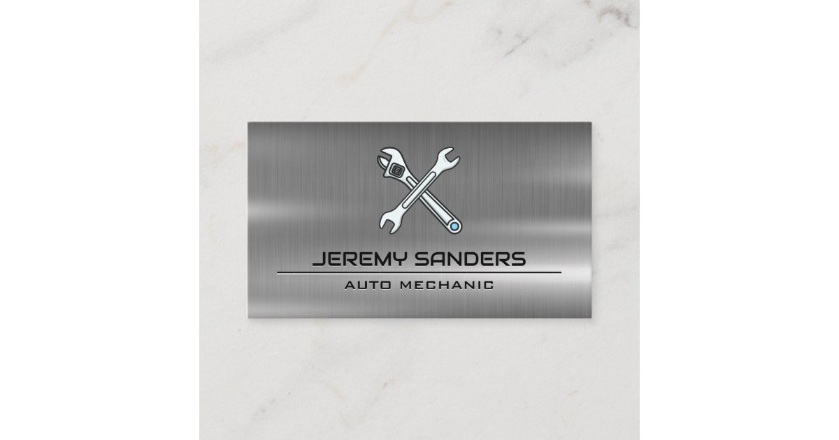 Auto Service Icons | Wrenches Metal Industrial Business Card | Zazzle