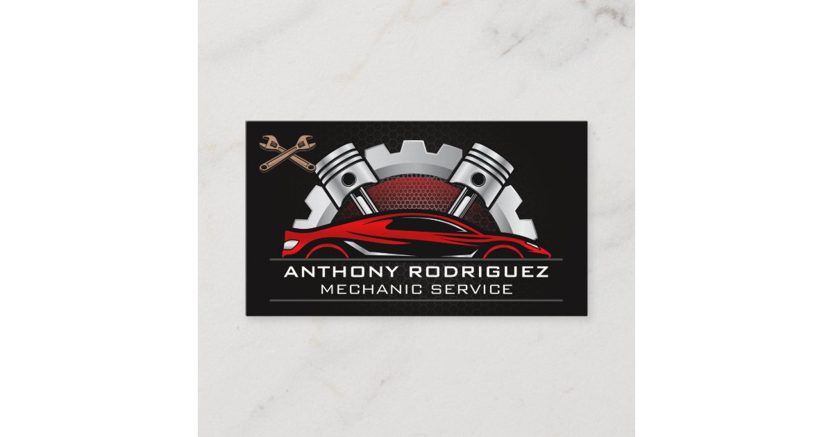 Auto Services | Carbon Metal | Wrenches Business Card | Zazzle