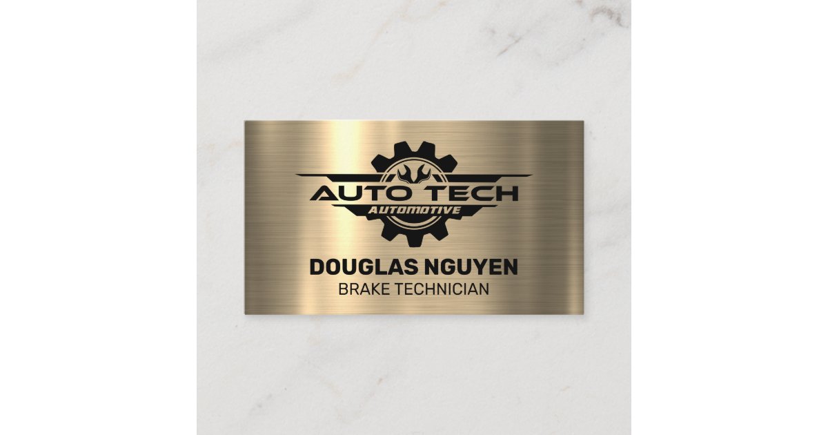 Auto Tech Wrenches | Gold Metallic Business Card | Zazzle