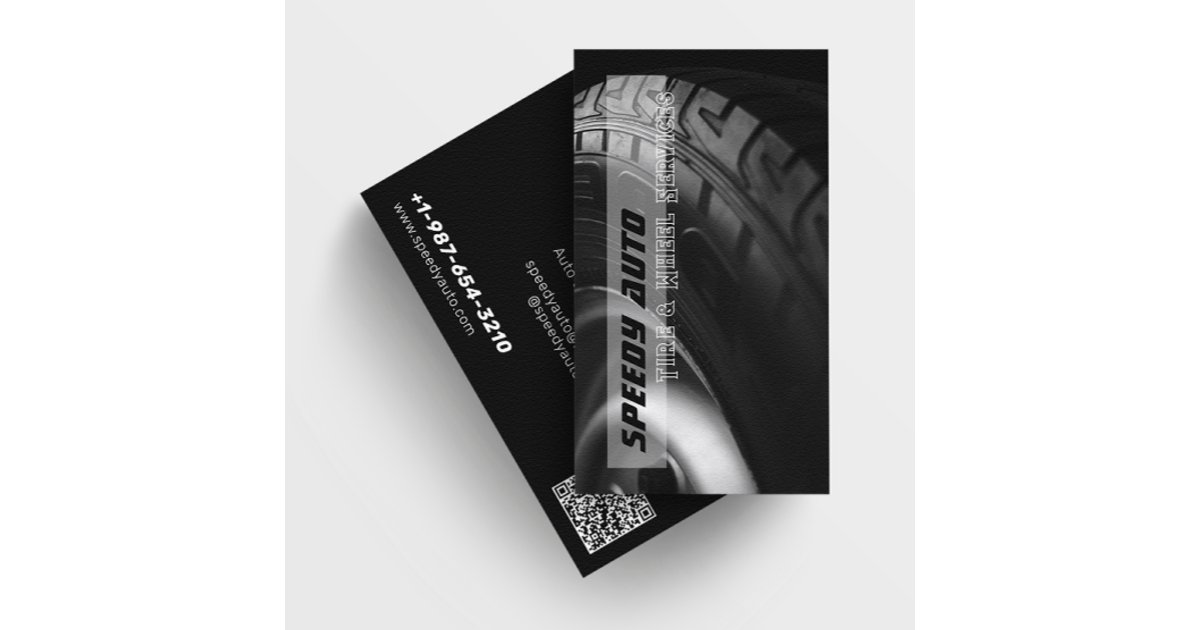 Auto Tire & Wheel Services Black Business Card | Zazzle
