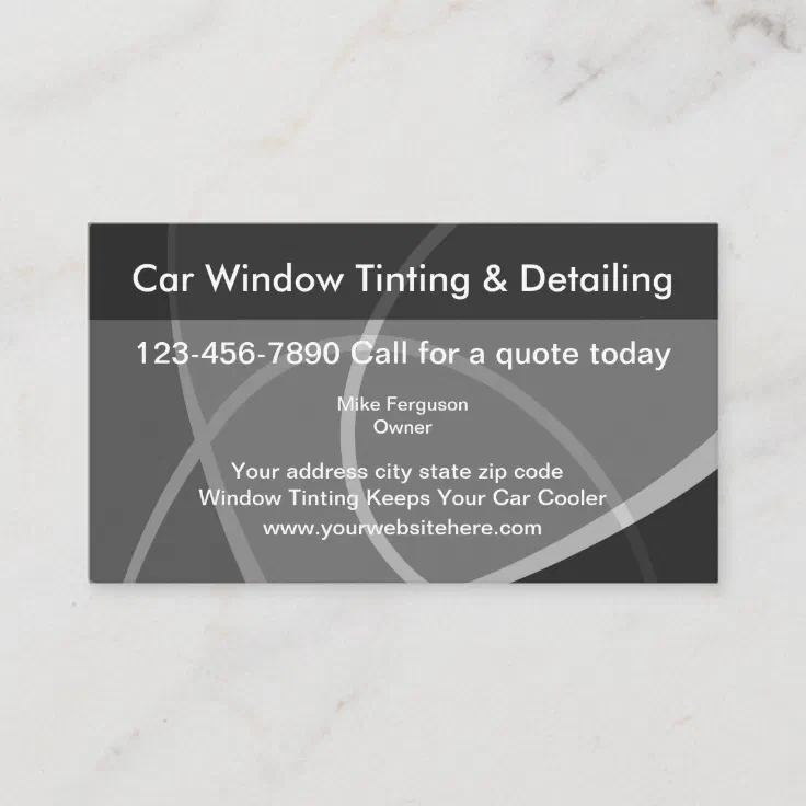 Auto Window Tinting And Detailing Business Card | Zazzle