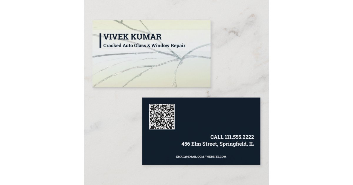 Auto Windshield Car Glass Repair QR Business Card | Zazzle