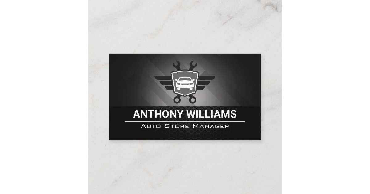Auto Wrenches Logo | Metallic Carbon Fiber Business Card | Zazzle