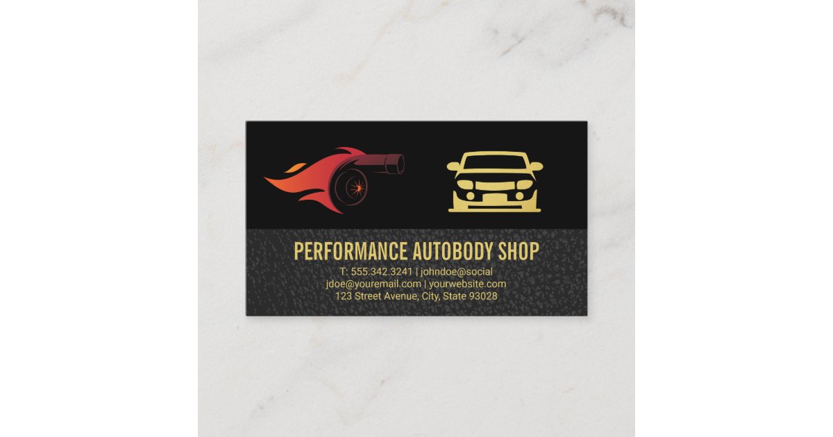 Autobody | Performance | Turbo Business Card | Zazzle