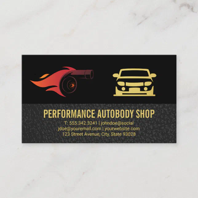 Autobody | Performance | Turbo Business Card | Zazzle