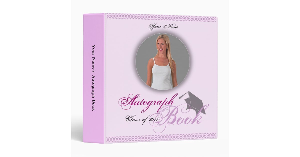 Autograph Graduation Book Binder Girl Pink | Zazzle