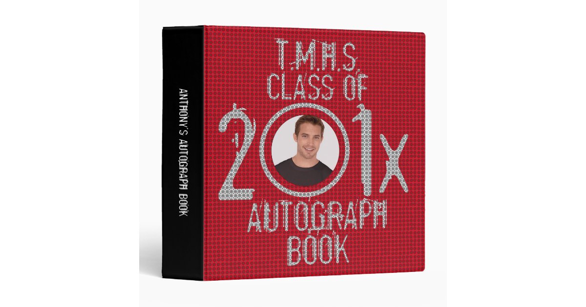 Autograph Graduation Book Binder Red 2 | Zazzle
