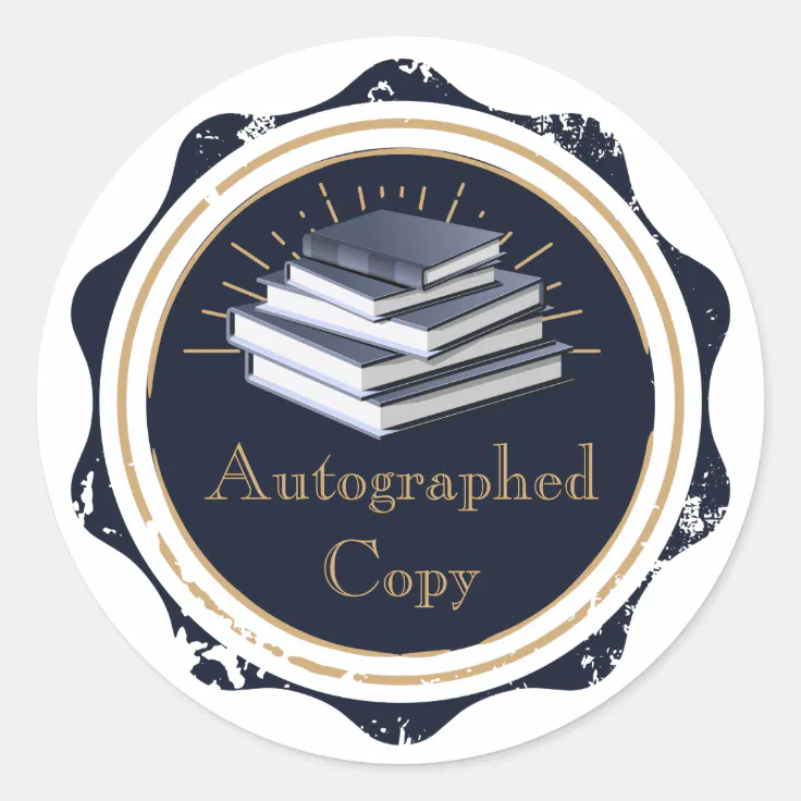 Autographed Copy, Stacked Books Classic Round Sticker | Zazzle