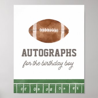 Autographs Football Birthday Party Sign | Zazzle