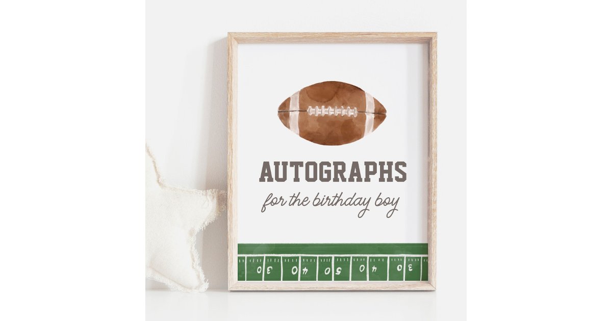 Autographs Football Birthday Party Sign | Zazzle