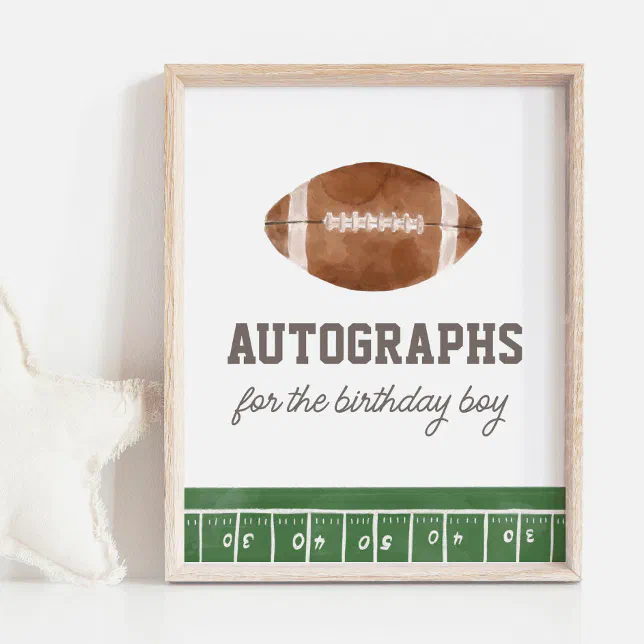 Autographs Football Birthday Party Sign | Zazzle