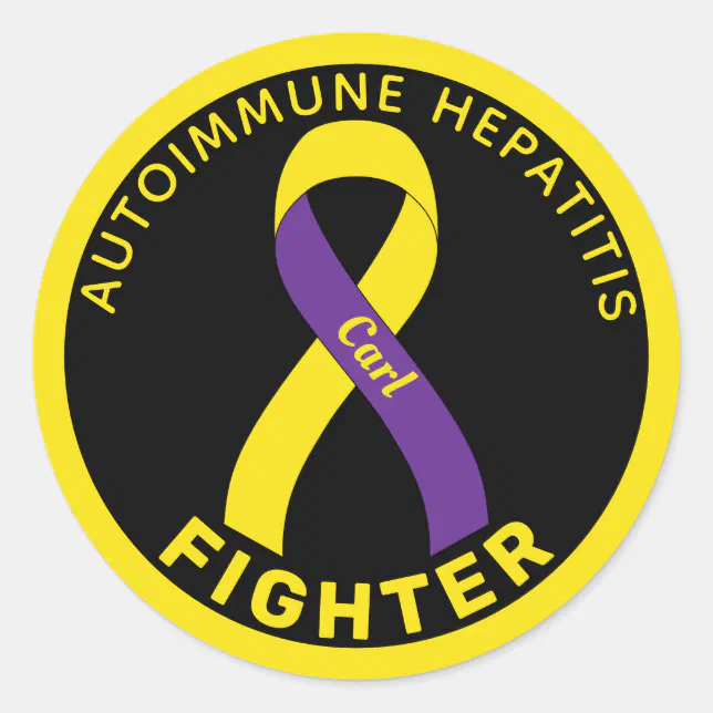 Autoimmune Hepatitis Fighter Ribbon Black Classic Classic Round Sticker ...