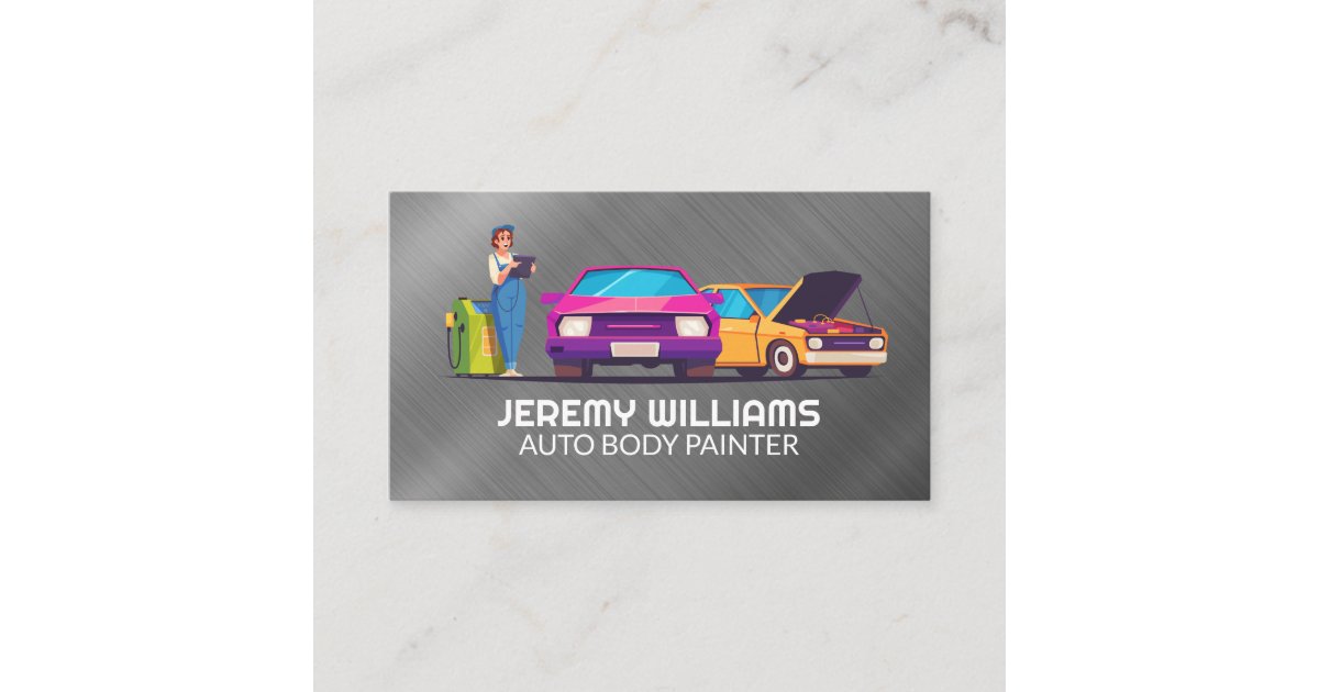 Automobiles Illustration | Mechanic Technician Business Card | Zazzle